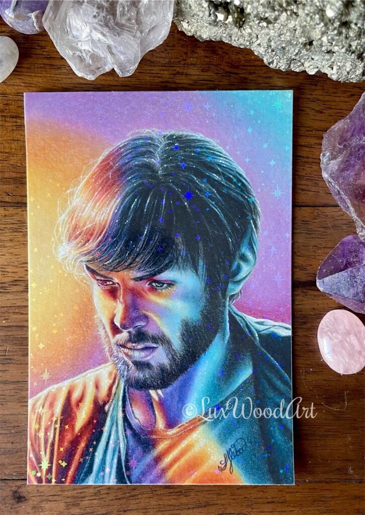 Ethan Spock galaxy card - Hologrhic card - Lux Wood Art