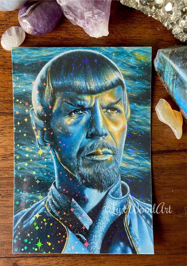 Mirror Spock card - Hologrhic card - Lux Wood Art